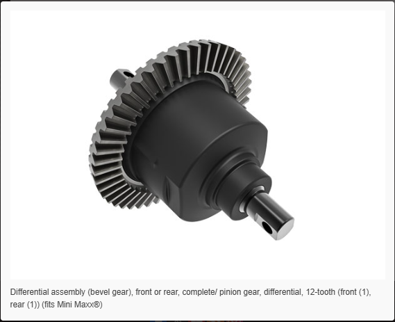 10780 Differential assembly (bevel gear), front or rear, complete (Mini ...