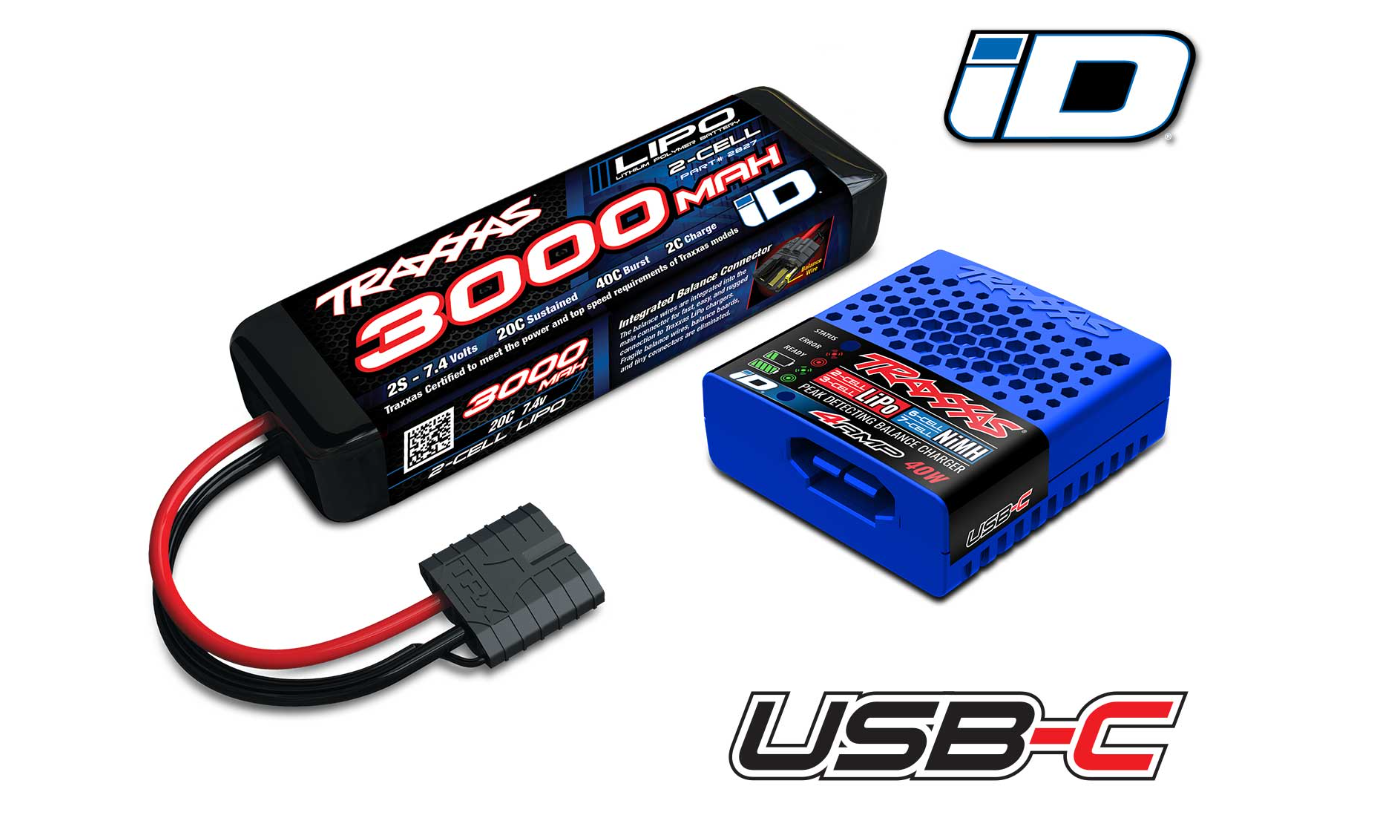 2985-2S Battery/charger Completer pack 3000mAh 7.4V 2-cell 20C USB-C ...